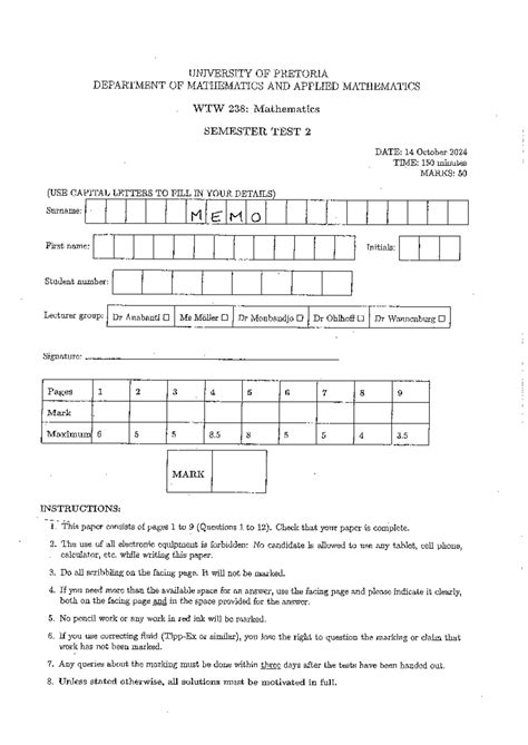 2024 Wtw238 St02 Memo St2 2024 Wtw 238 Memo University Of Pretoria Department Of Mathematics