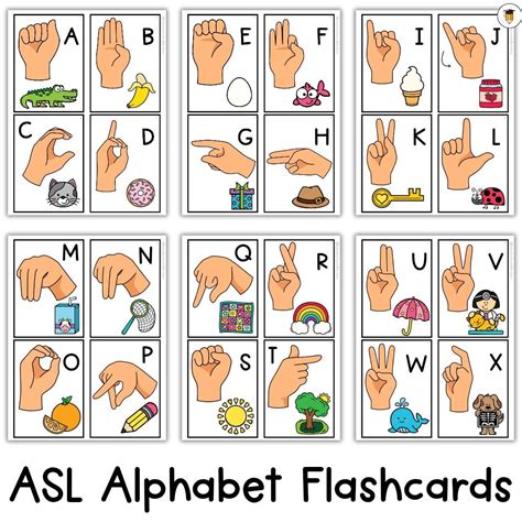Asl Alphabet Flashcards Hand Signs Sign Language Flashcards