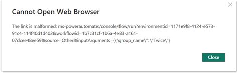 Cannot Open Web Browser The Link Is Malformed Microsoft Fabric Community