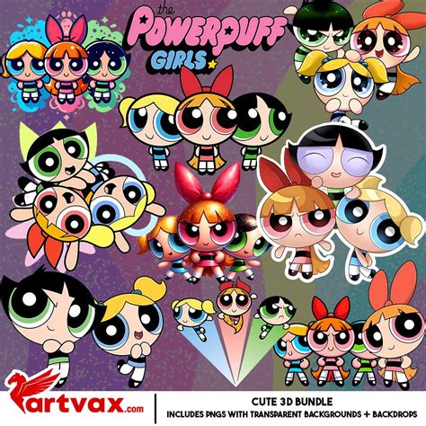 Powerpuff Girls Png Bundle Cute 3d Powerpuff Clipart Set Blossom