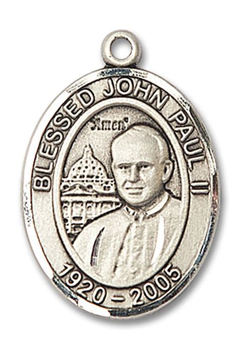 Sterling Silver Pope Saint John Paul Ii Medal Pendant Necklace 24