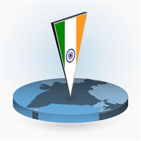 Premium Vector India Map In Round Isometric Style With Triangular 3d Flag Of India