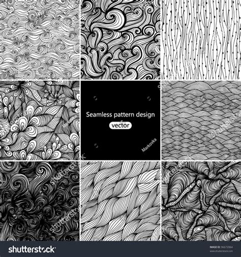 Set Eight Black White Wave Patterns Stock Vector Royalty Free 96672064 Shutterstock