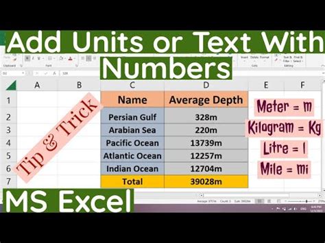 How To Add Units With Numbers In Excel How To Find Sum Of Numbers