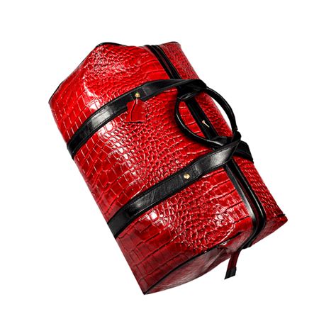 Mala De Bordo Em Couro Croco Vermelho Voyage Redson Ref 907 Art Sapatos