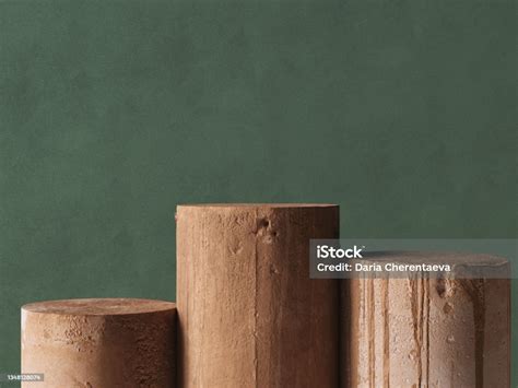 제품 디스플레이 개체 배치 템플릿을 위한 스톤 실린더 포디움 상추배경 3d 렌더링 강단에 대한 스톡 사진 및 기타 이미지 강단 건설 플랫폼 광고 Istock