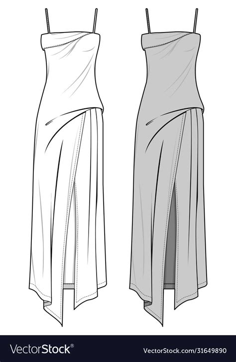 Dress Fashion Flat Sketch Template25 Vector Image On Vectorstock
