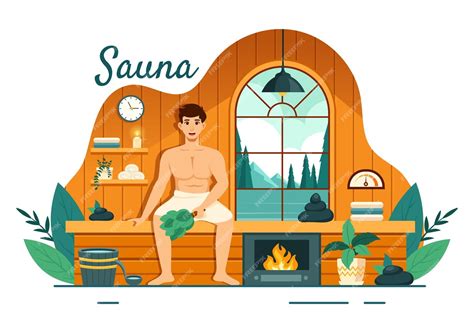 Premium Vector Sauna And Steam Room Vector Illustration With People