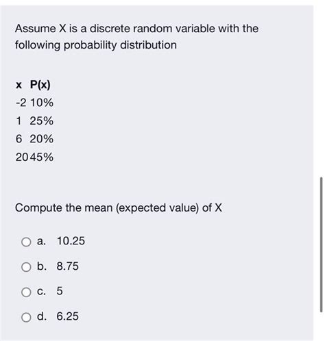 solved assume x is a discrete random variable with the