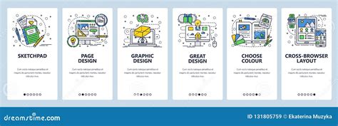 Vector Web Site Linear Art Onboarding Screens Template Computer Graphic Design And Digital Art