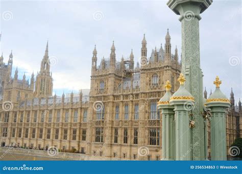 Facade Of The Famous Palace Of Westminster In London England Stock