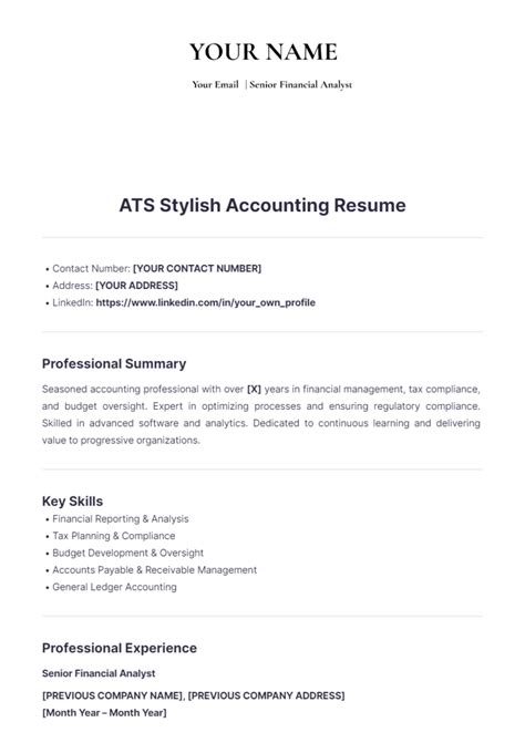 Free Data Analyst Ats Resume Template To Edit Online