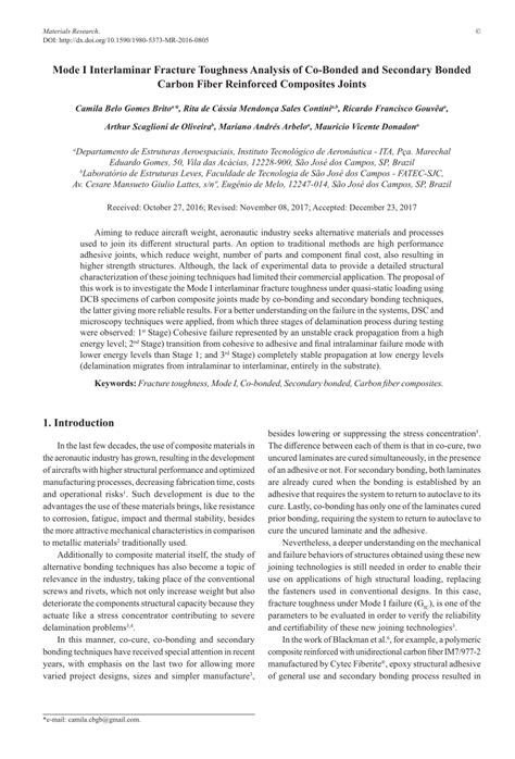 Pdf Mode I Interlaminar Fracture Toughness Analysis Of Co Bonded And Secondary Bonded Carbon