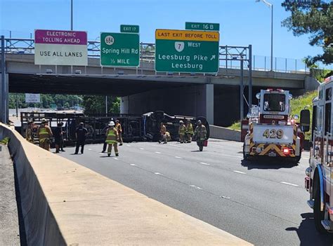 East Lanes On Dulles Toll Road Closed After Tractor Trailer Overturned