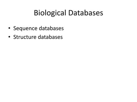 Bioinformatic Databases 2 Ppt