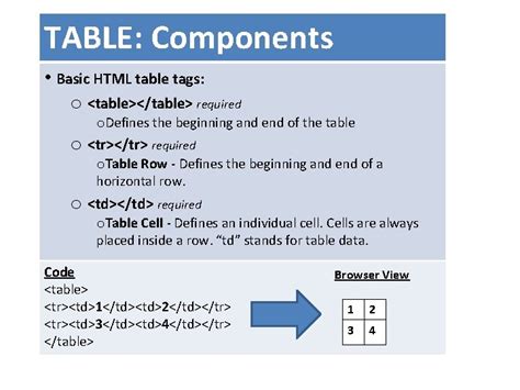 What Is A TABLE The HTML Table Allows