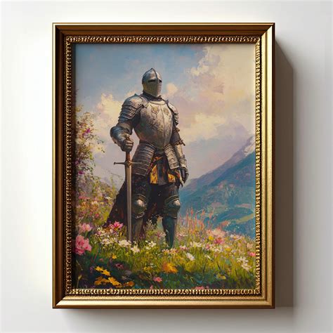 Medieval Knight Art Print Fantasy Warrior Poster Armored Soldier