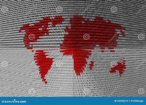 Binary Code World Map Stock Illustration Illustration Of Code 54392215
