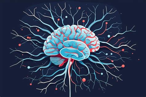 Stylized Illustration Of A Brain With Expanding Neural Networks Premium Ai Generated Vector