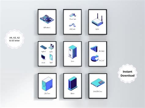Computer Parts Prints Tech Classroom Posters X12 Print Gcse Stem Women