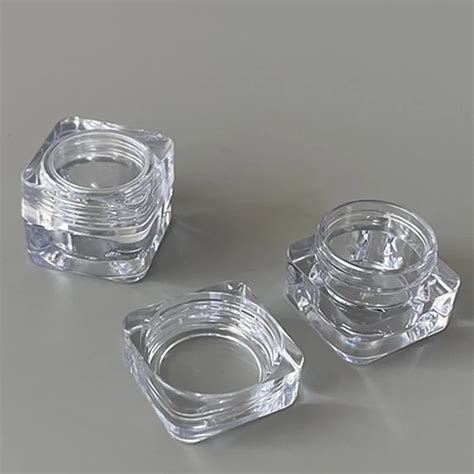 고품질 사각 큐브 플라스틱 항아리 투명 크림 항아리 미니 화장품 용기 메이크업 샘플 항아리 빈 병 10 개로트 5gbottle Linerbottle