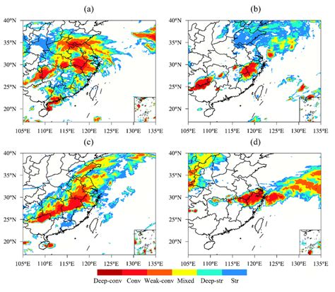 The Fy 2f Satellite Cloud Types Corresponding To Tbb Thresholds During