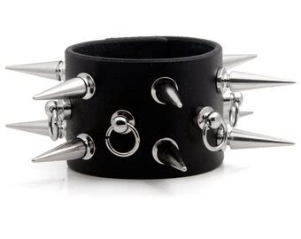 Rivithead Red Spike And Mini O Ring Leather Wristband Etsy