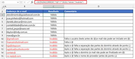 Como validar e mail com fórmula no Excel Guia do Excel