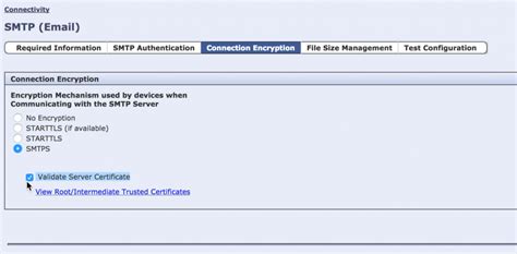 Validate Server Certificate In Scan To Email
