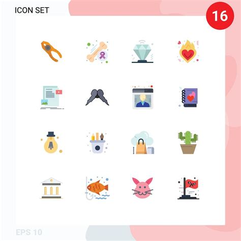 16 User Interface Flat Color Pack Of Modern Signs And Symbols Of Data Valentine Day Love