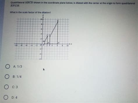 Solved Quadrilateral Abcd Shown In The Coordinate Plane Below Is Dilated With The Center At