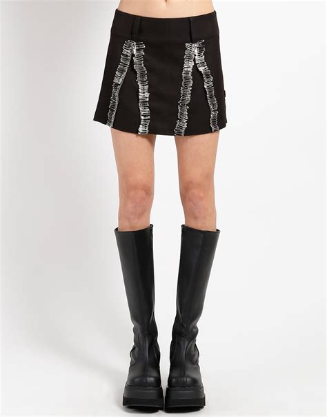 Tripp Nyc Safety Pin Punk Skirt Black