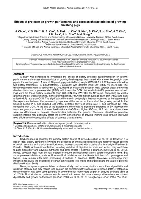 Pdf Effect Of Protease On Growth Performance And Carcass