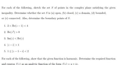Solved For Each Of The Following Sketch The Set S Of Points Chegg