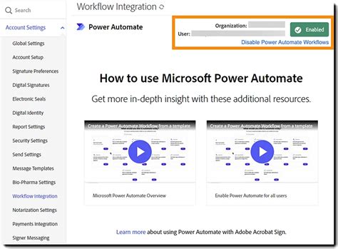 enable and configure adobe acrobat sign workflow automation integrated
