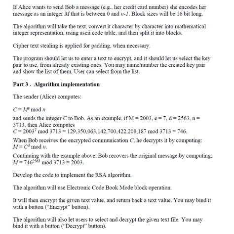 Solved Overview Write A Program To Implement The Rsa