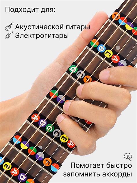 Наклейки аккорды для гитары обучающие подсказки на гриф быстрый разбор аккордов купить по