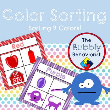 Color Sorting Task Cards File Folder Game By The Bubbly Behaviorist