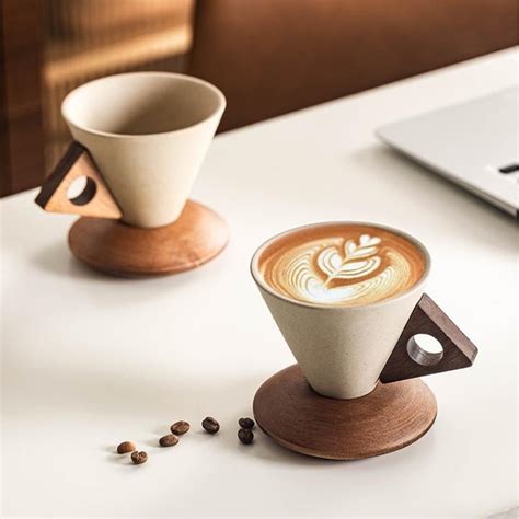 Elegant Conical Coffee Cup 2026 Stoneware Cone Shaped Mug With Wooden