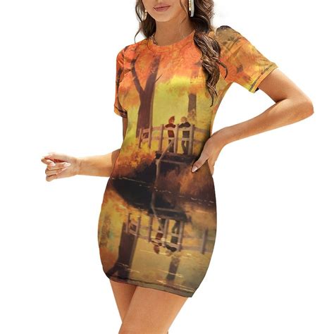 Autumn Leaves Evening Party Dresses Midi Sexy Dress Female Sweet One