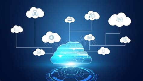 Abstract Cloud Technology With Big Data And Icons Concept Connection By Collecting Data In The