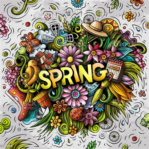 봄 손으로 그린 만화 낙서 그림입니다 재미 있는 계절 디자인입니다 3월에 대한 스톡 벡터 아트 및 기타 이미지 3월 4월 5월 Istock