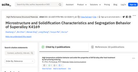 Citation Report Microstructure And Solidification Characteristics And