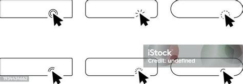 Vetores De Click Blank Button With Pointer Clicking Mouse Pointer Pictogram Action Button Cursor