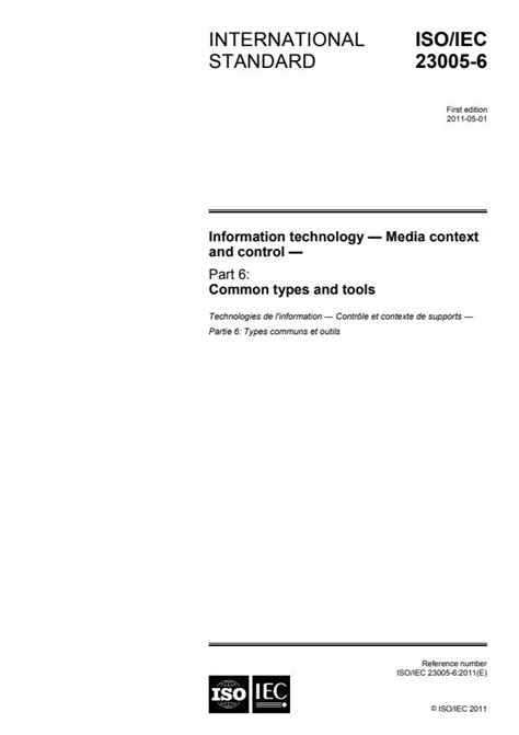 ISO IEC 23005 6 2011 Information Technology Media Context And Control Part 6 Common Types And