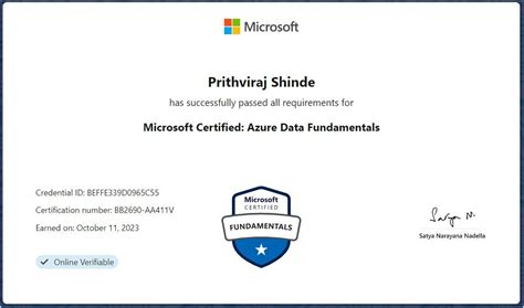 Completed With Dp 900 Microsoft Azure Data Fundamentals Prithviraj Shinde