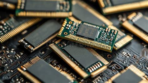 Exploring The Intricacies Of Computer Chip Designs On Circuit Boards Stock Illustration