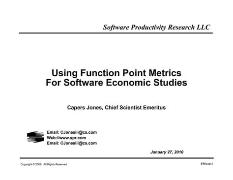 Using Function Point Metrics For Software Economic Studies Ppt