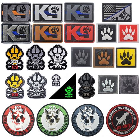 Pvc 수색 구조 군사 엠블럼 패스너 자수 배지 서비스견 K9 개 발톱 얇은 오렌지 라인 자수 패치패치 Aliexpress