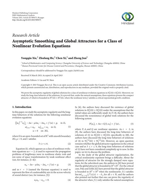 Pdf Asymptotic Smoothing And Global Attractors For A Class Of